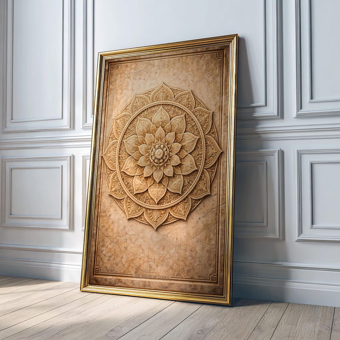 Mandala Wall Art - Sandstone Relief Lotus Meditation Decor - 2:3 ...