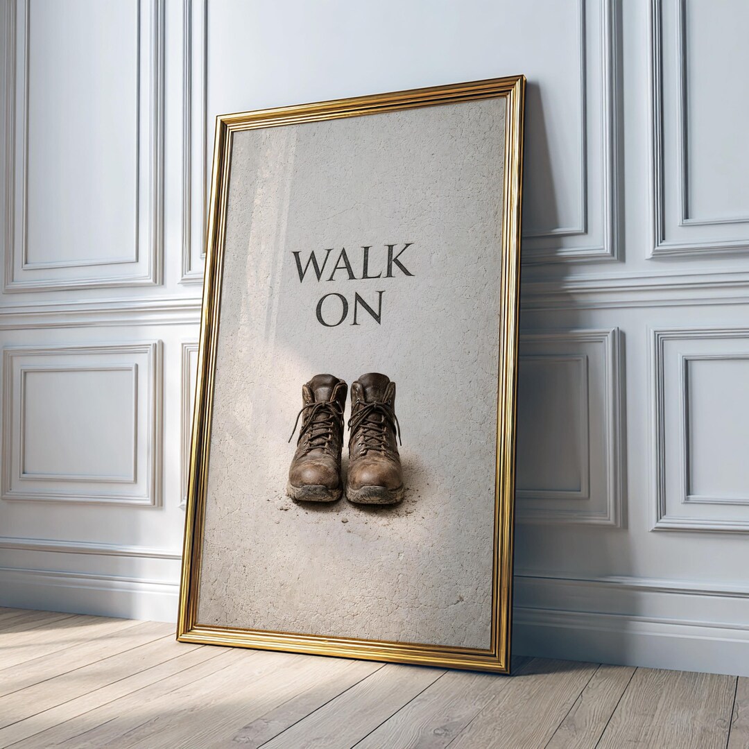 WALK ON Printable Wall Art — Neutral Stone Relief Wall Art ...