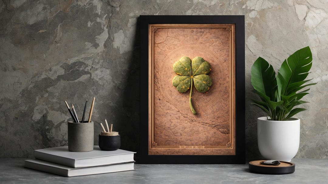 Four Leaf Clover Wall Art - Vintage Parchment Relic - Entryway Decor ...