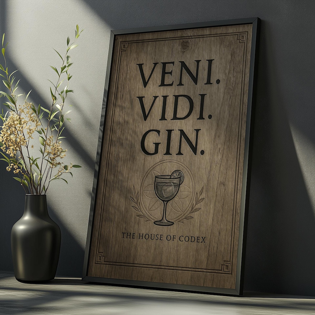 Veni Vidi Gin Poster | Rustic Home Bar Wall Art (digital Download) - Etsy