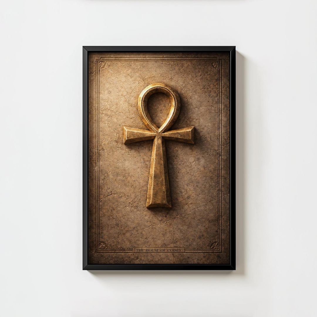 Egyptian Ankh Wall Art | Gold Ankh Poster Print | Ancient Egypt Decor ...