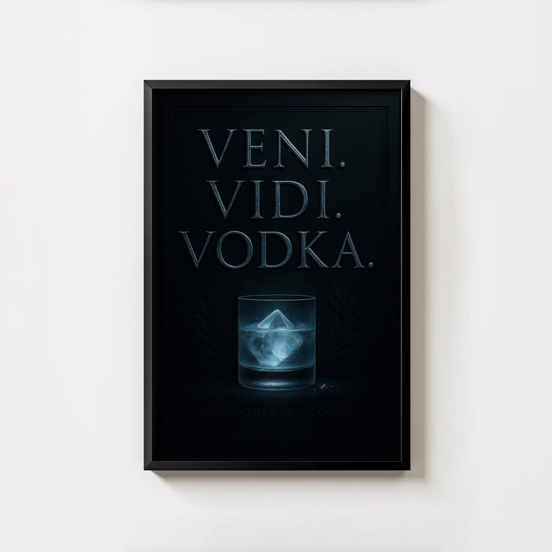 VENI • VIDI • VODKA Funny Bar Wall Art | Black Ice Cocktail Poster ...