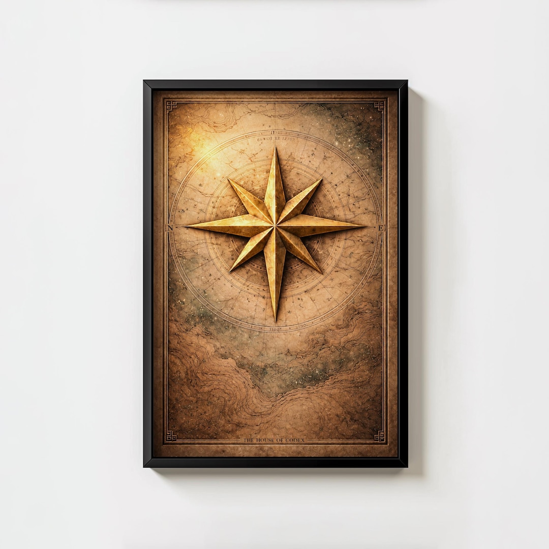 Compass Rose Poster | Printable Wall Art | Antique Map Navigation Decor ...