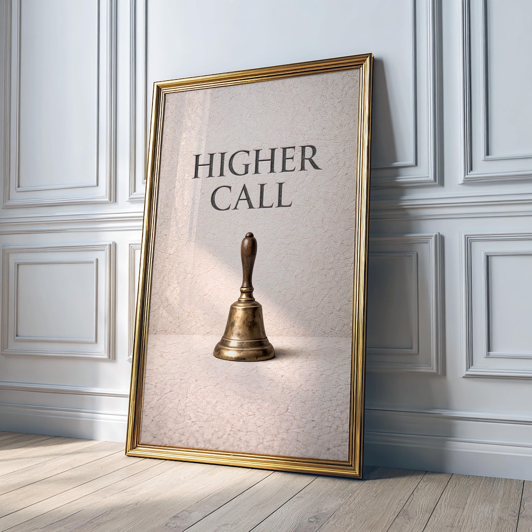Higher Call Wall Art | Relief Bell Poster, Textured Ivory Plaster ...