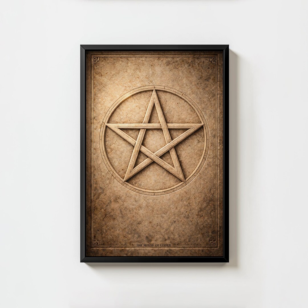 Stone Pentacle Relief Print | Wiccan Pagan Home Decor (digital Download ...