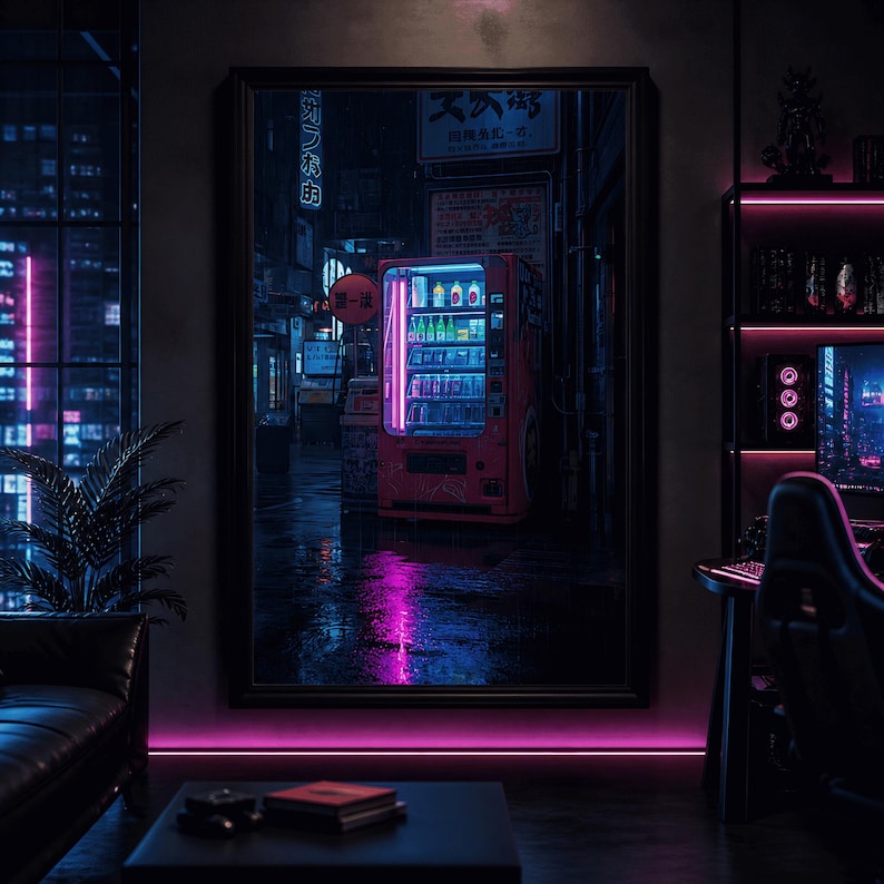 Cyberpunk Japanese Wall Art, Neon Tokyo Street Poster, Futuristic City ...
