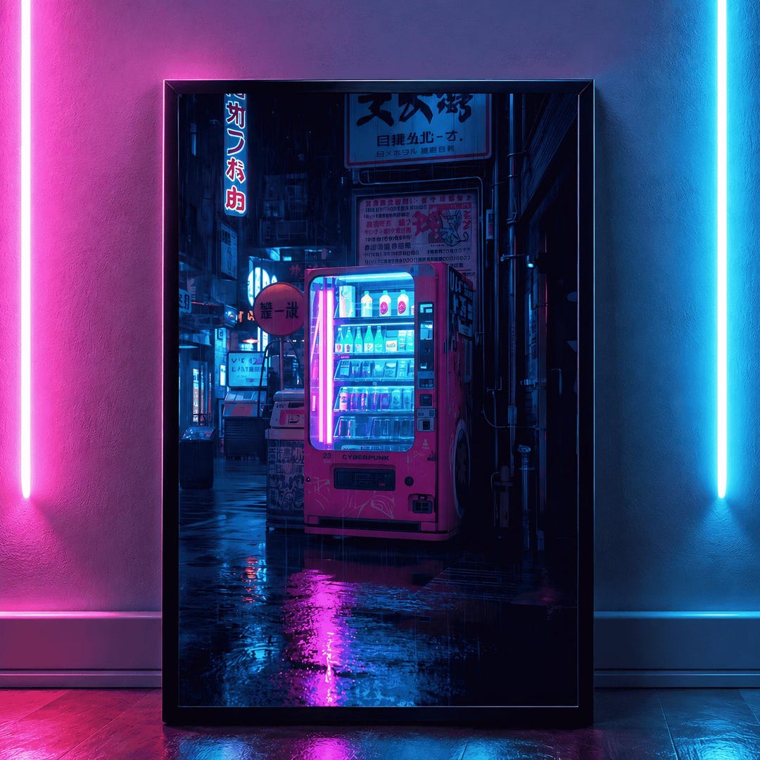 Cyberpunk Japanese Wall Art, Neon Tokyo Street Poster, Futuristic City ...