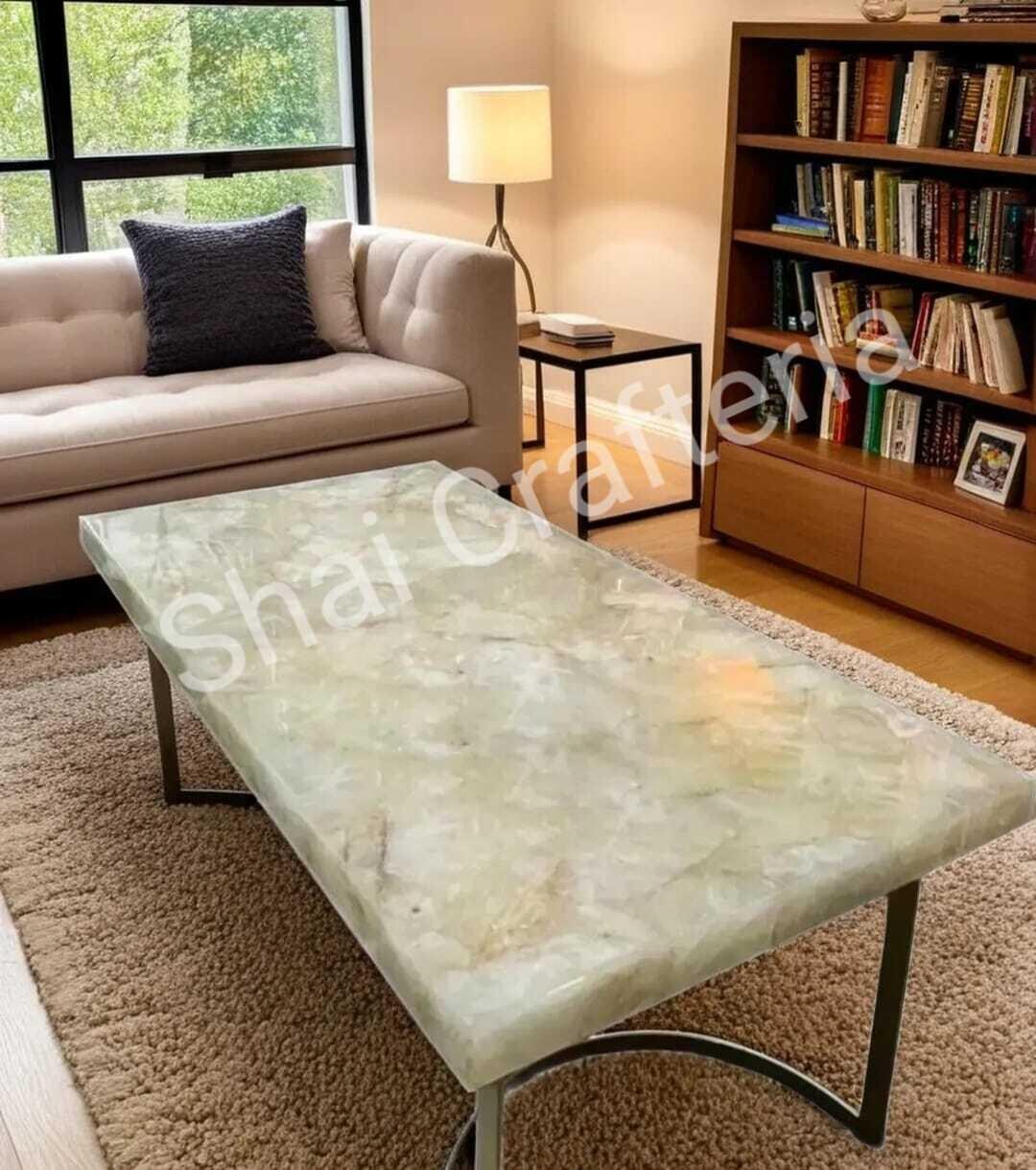 White Quartz Stone Dining Table Top: Elegant Crystal Centrepiece - Etsy
