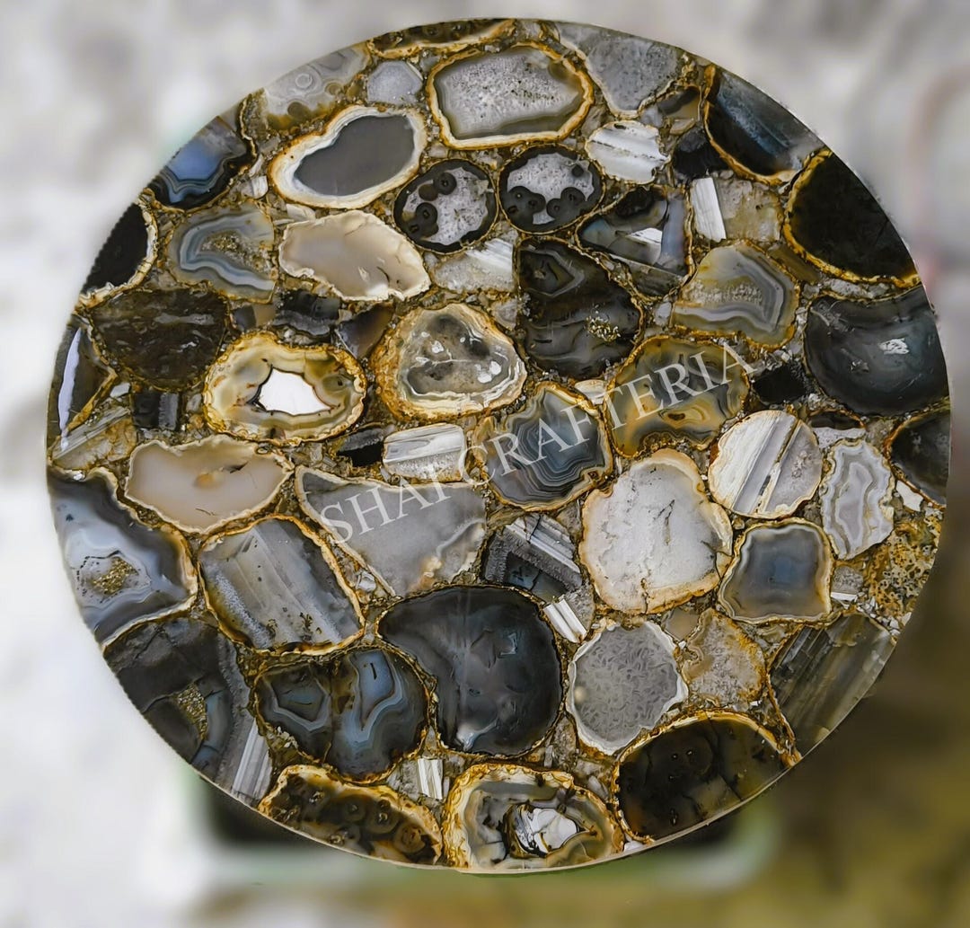 Black Agate Coffee Table,stone Center Dining Table, Natural Stone ...