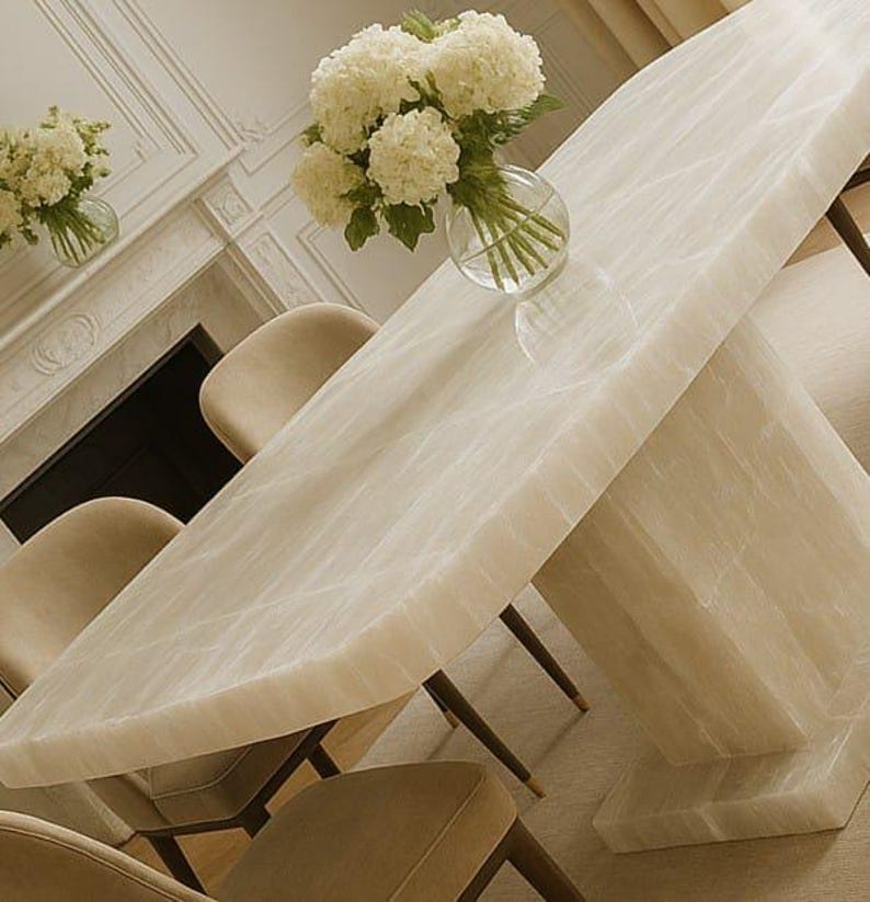Real Selenite Crystal Dining Table With Stand Base (custom Size ...