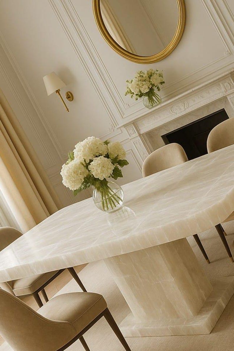 Real Selenite Crystal Dining Table With Stand Base (custom Size ...