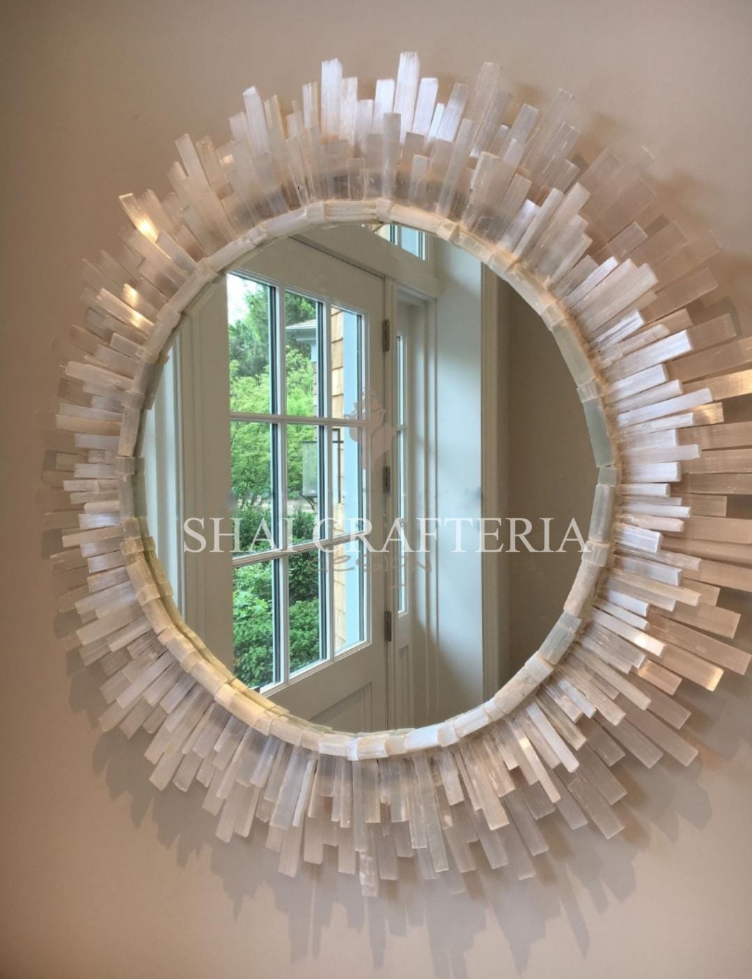 Selenite Crystal Mirror: Handmade Natural Stone Frame, Luxury Wall ...