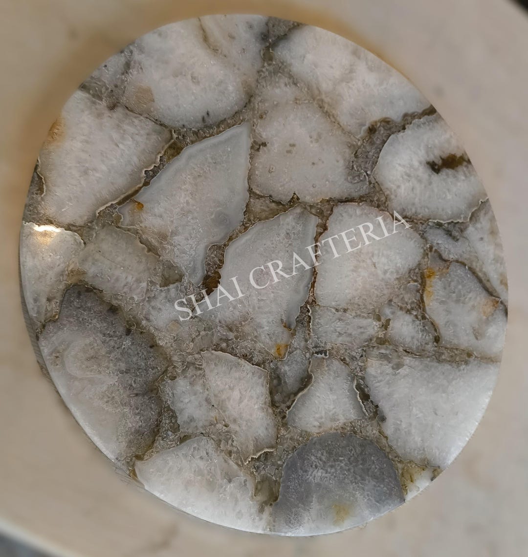 Natural White Agate Table, Restaurant Round Table, Office Round Table ...