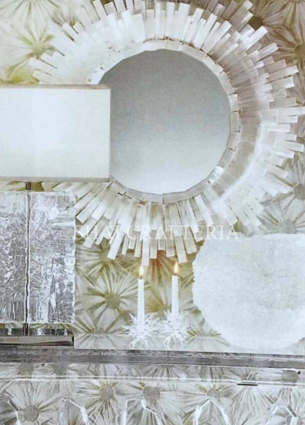 Selenite Crystal Mirror: Handmade Natural Stone Frame, Luxury Wall ...