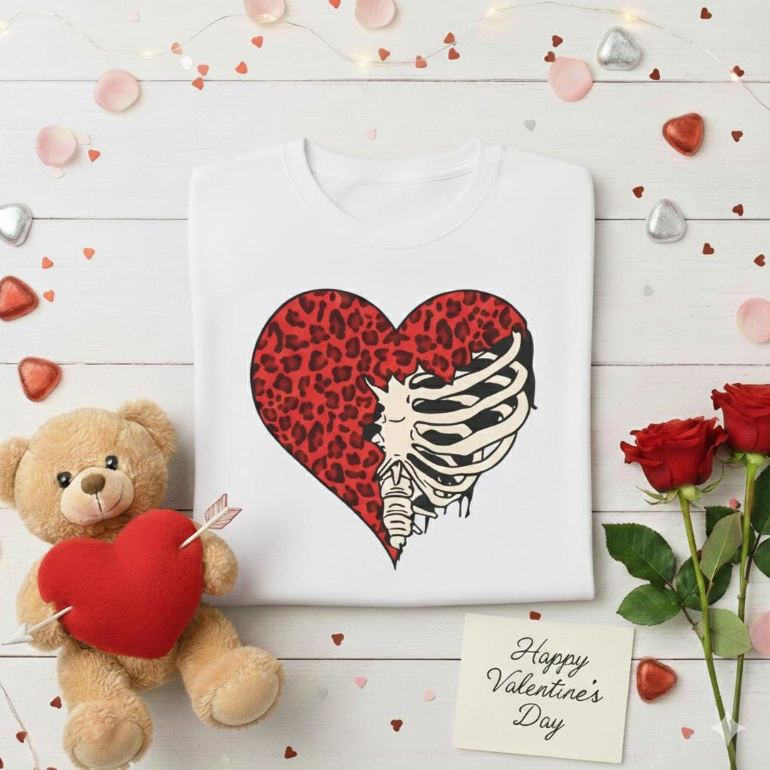 Corazón De Leopardo San Valentín T-shirt | Amor Heart Leopard Print - Etsy