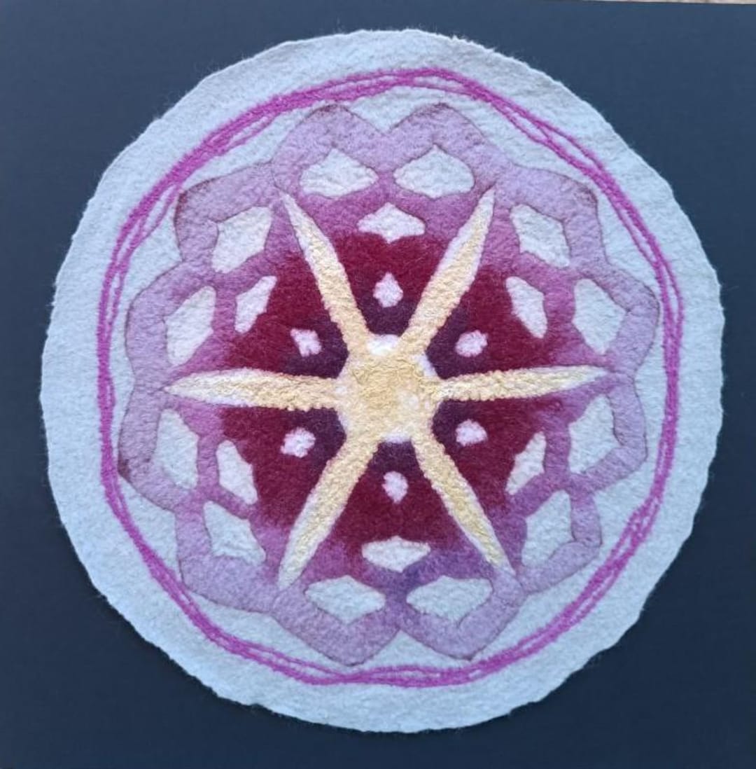 Mandala “morning Star” – Artistic Creation in Felted Wool and Silk ...