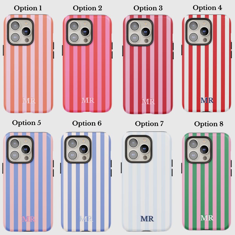 Custom Monogram Stripes Phone Case, Personalized Aesthetic Design - Etsy