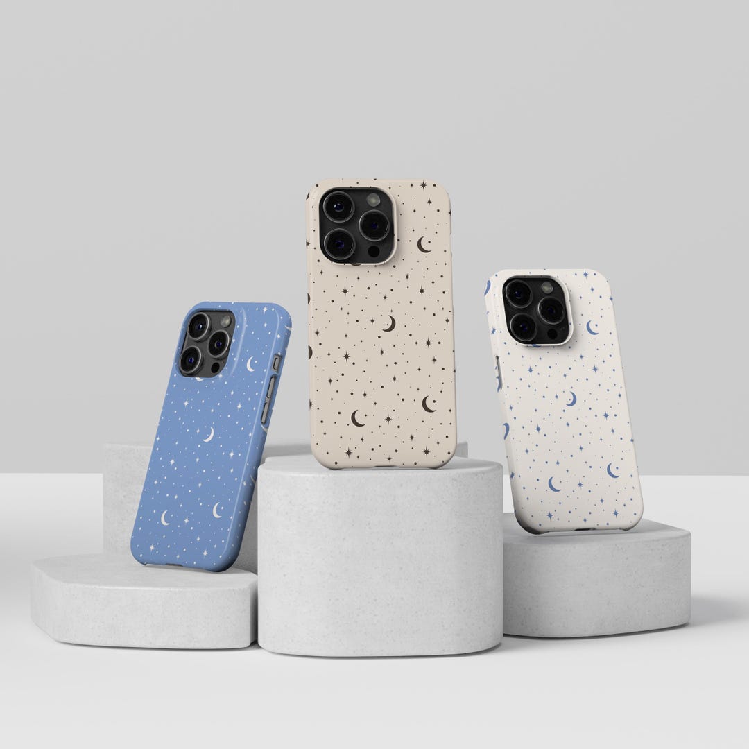Moon and Stars Phone Case, Custom Color, Magsafe Compatible - Etsy