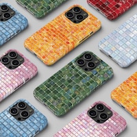 Boho Mosaic Tile Phone Case, Silver Glass Tile Magsafe Cover, Modern ...