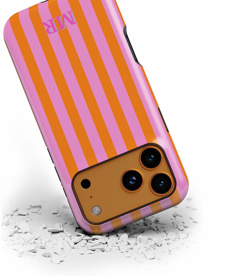 Custom Monogram Stripes Phone Case, Personalized Aesthetic Design - Etsy