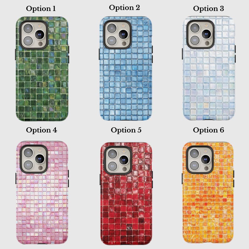 Glass Mosaic Tiles Phone Cases for iPhone 16 15 14 13 12 11 Pro Max ...