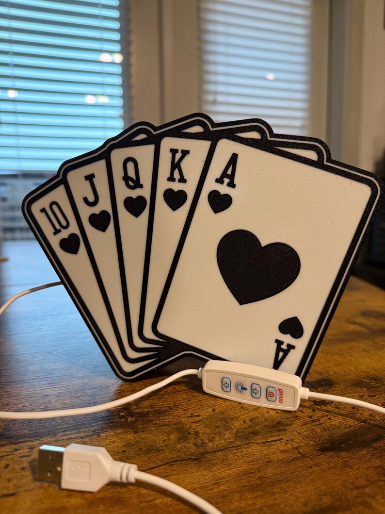 Royal Flush Poker LED Light – 3D Printed Lightbox | Dimmer Lamp ...