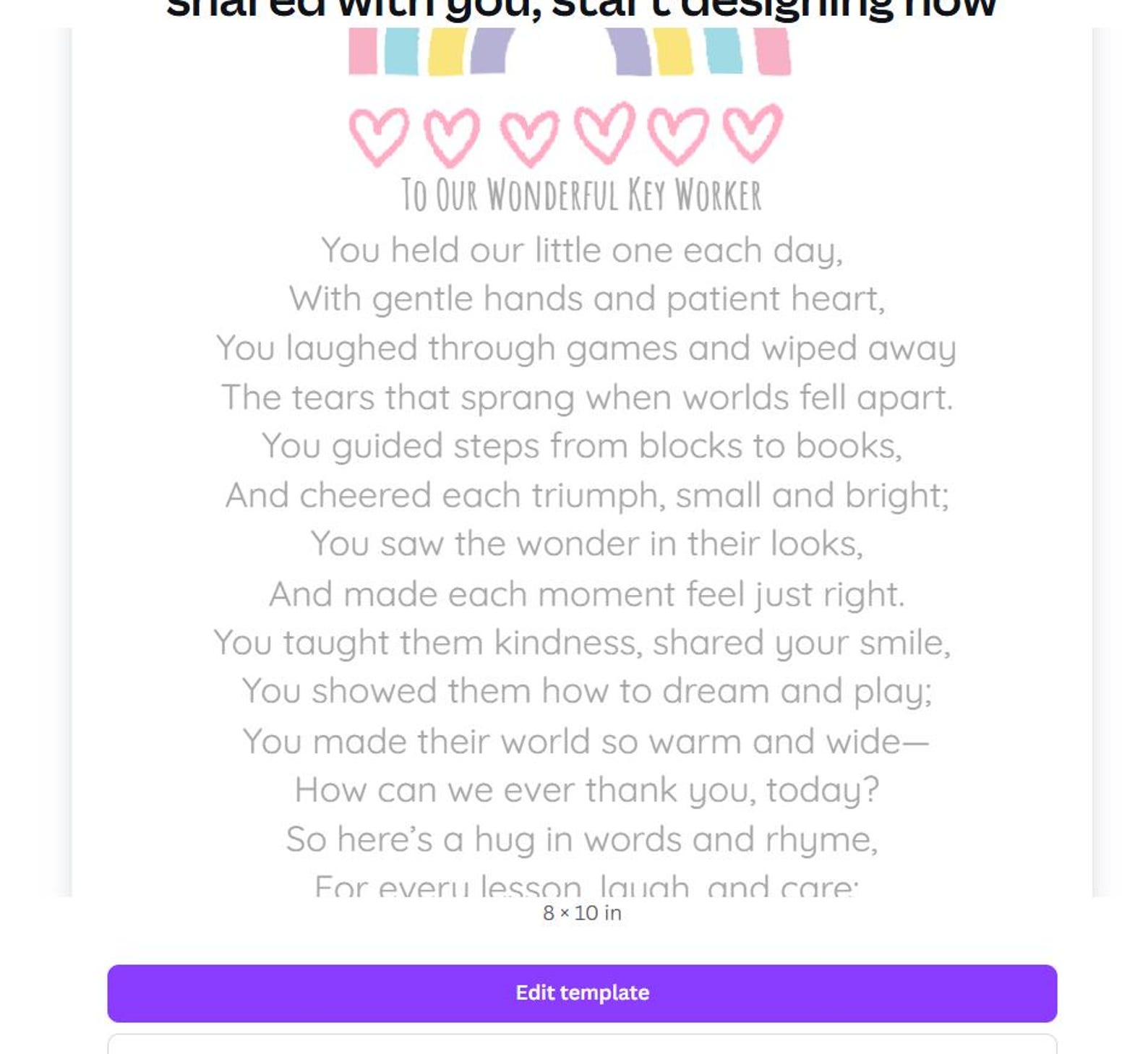 Key Worker Appreciation Poem – Editable Canva Template - Etsy
