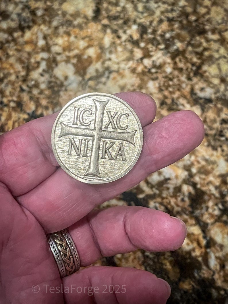 Jesus Christ Brass Medallion • IC XC NIKA Reverse • Christian Pocket ...