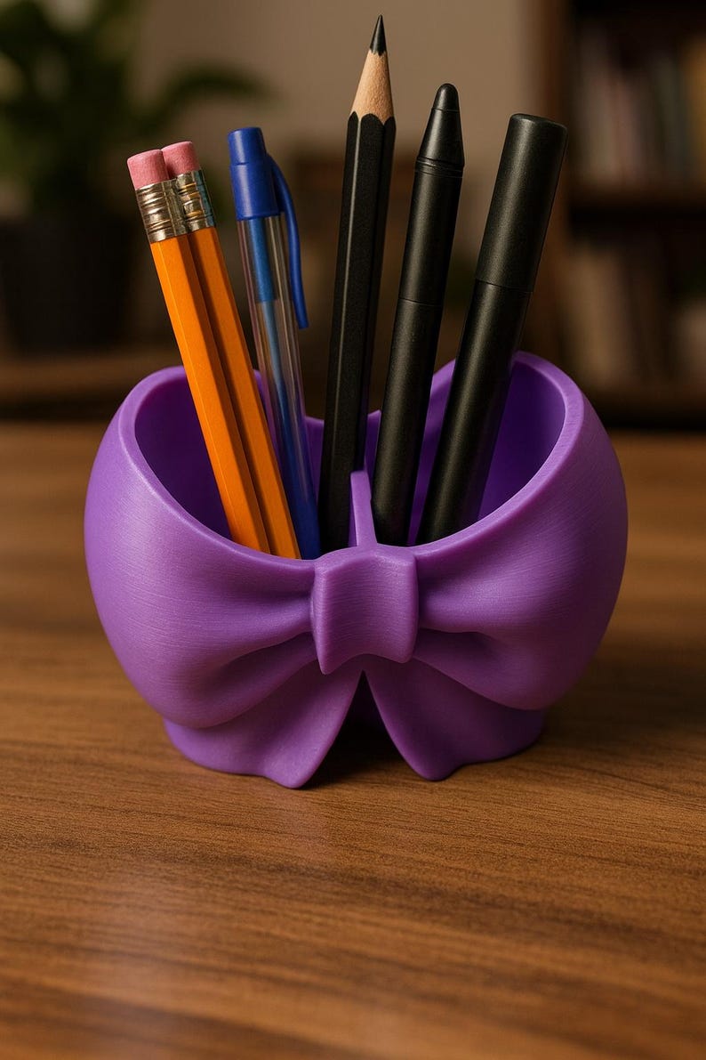 Bow-shaped Desk Organizer: 3D Printed Pen & Brush Holder - Etsy
