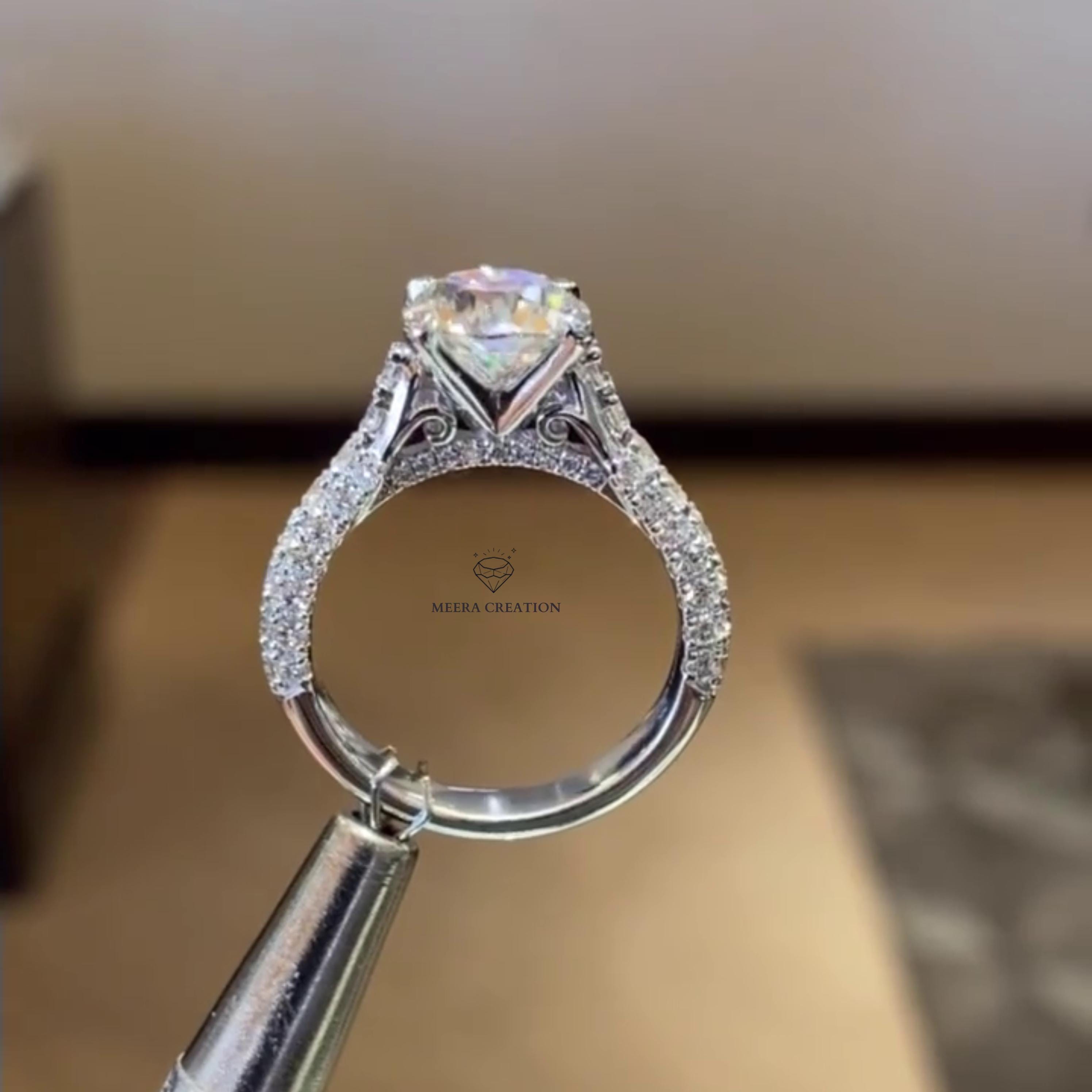 Vintage Inspired Engagement Ring Cathedral Set Filigree Art Deco ...