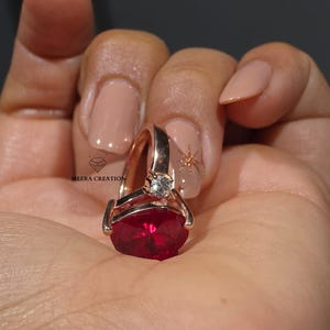 Heart Shaped Ruby Ring Three Stone Promise Engagement Ring 6CT Ruby ...