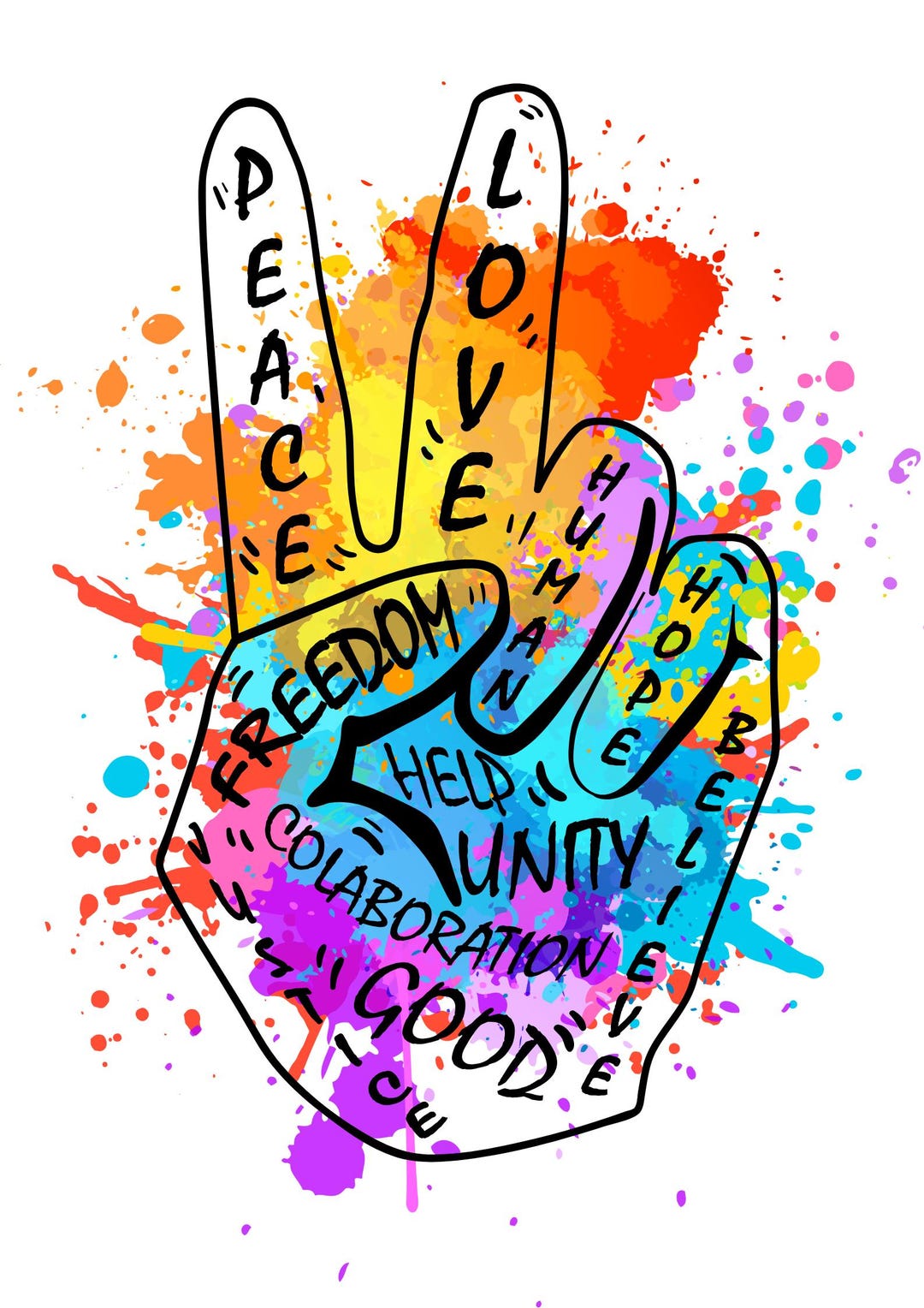 Peace & Love Hand Poster – A4 / A3 Wall Art Print (unframed) - Etsy