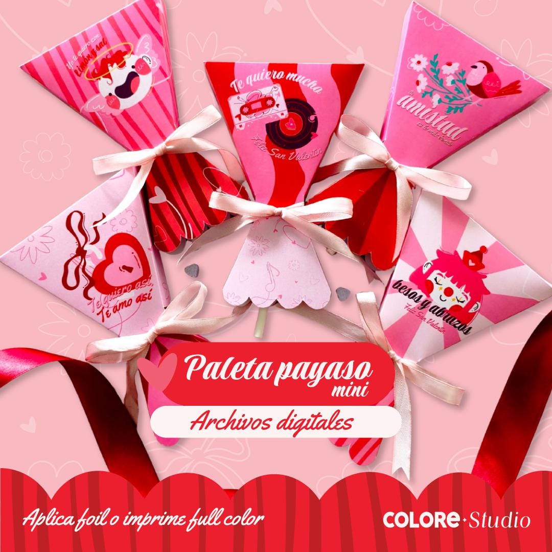 Paleta payaso mini, valentines day, envoltura paleta payaso mini - Etsy ...