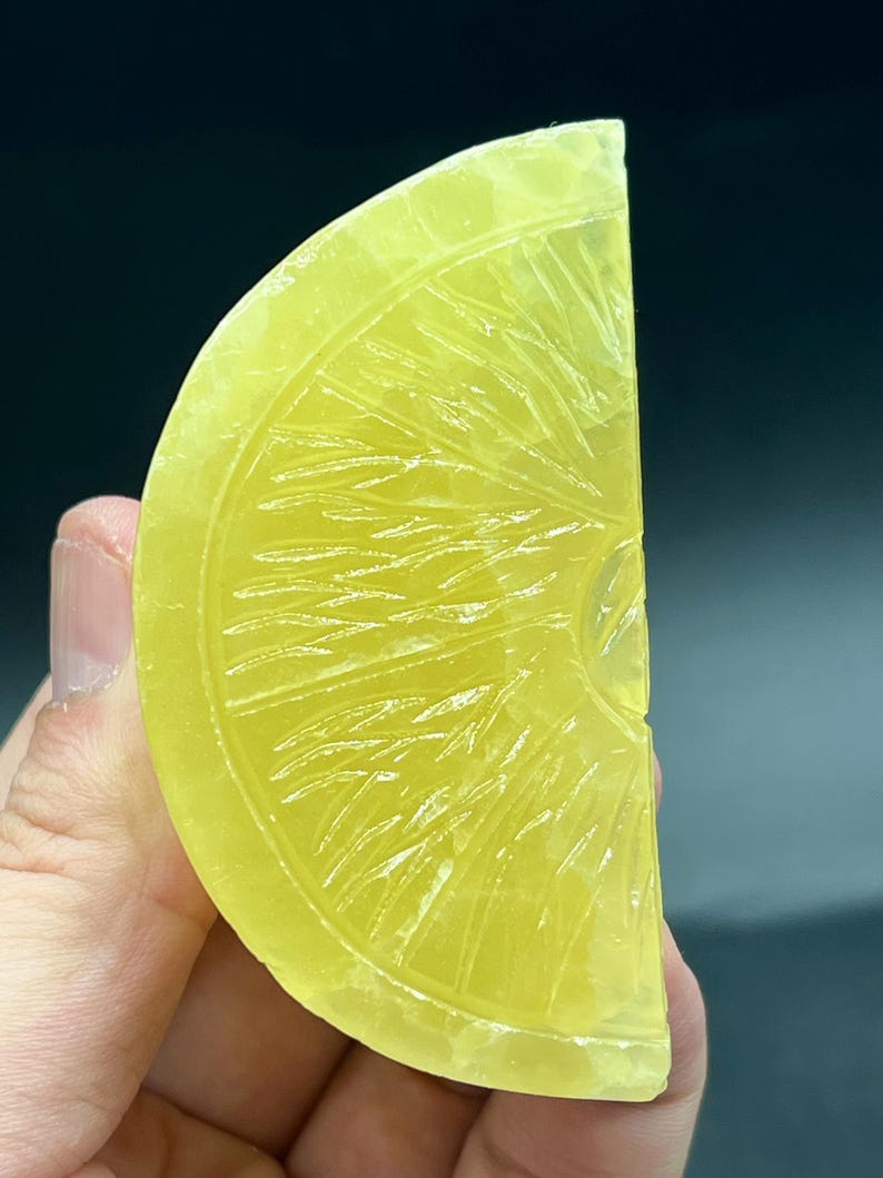 Carved Lemon Calcite Slice, Display Specimen - Etsy