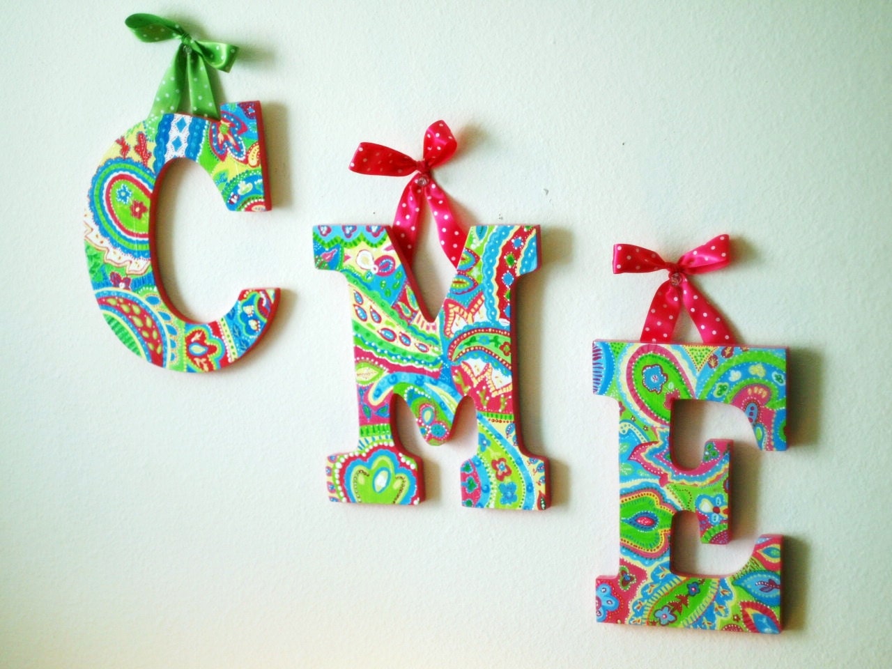 Paisley Pink Green Blue and Yellow Letters - Etsy