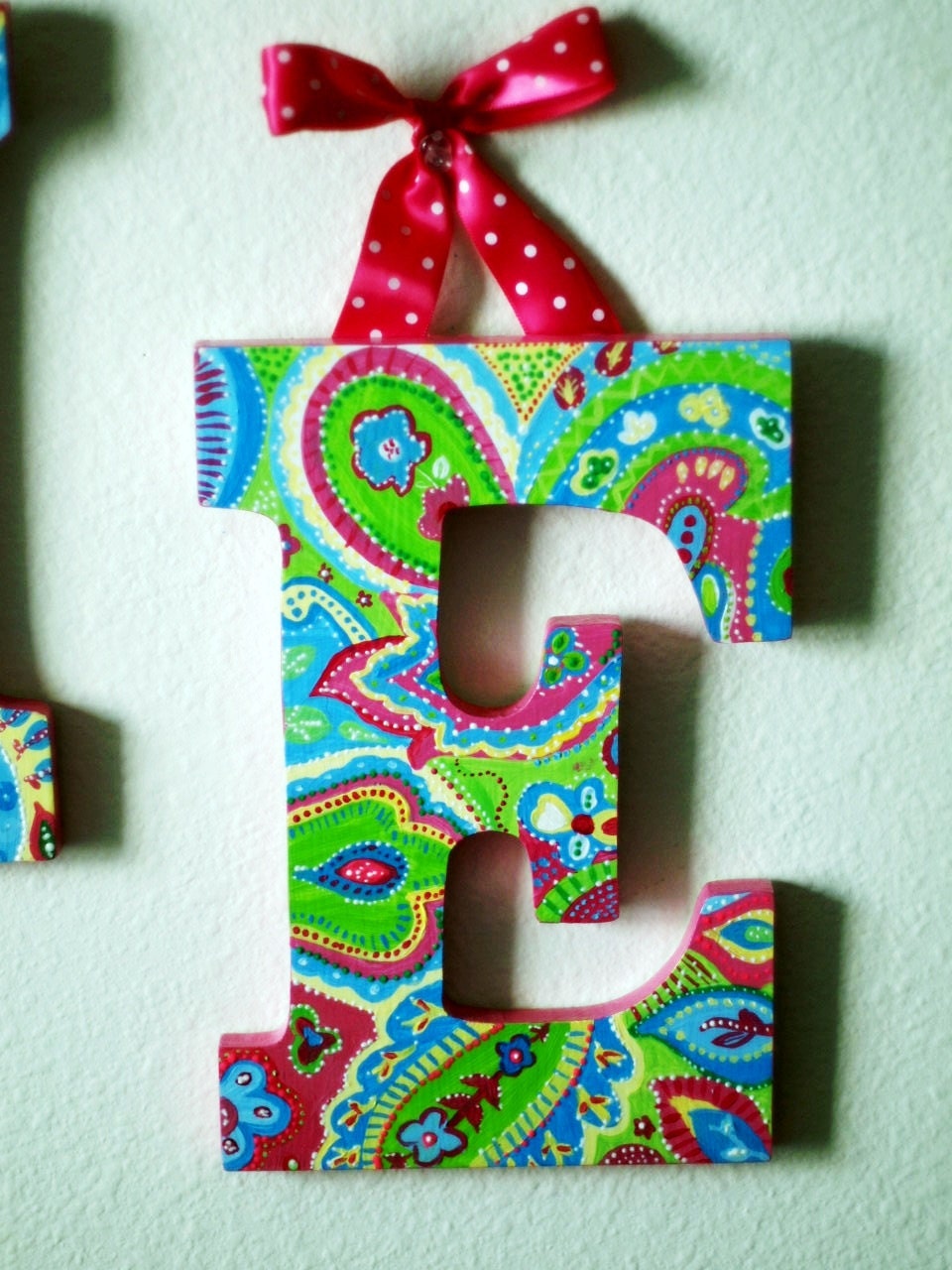 Paisley Pink Green Blue and Yellow Letters - Etsy