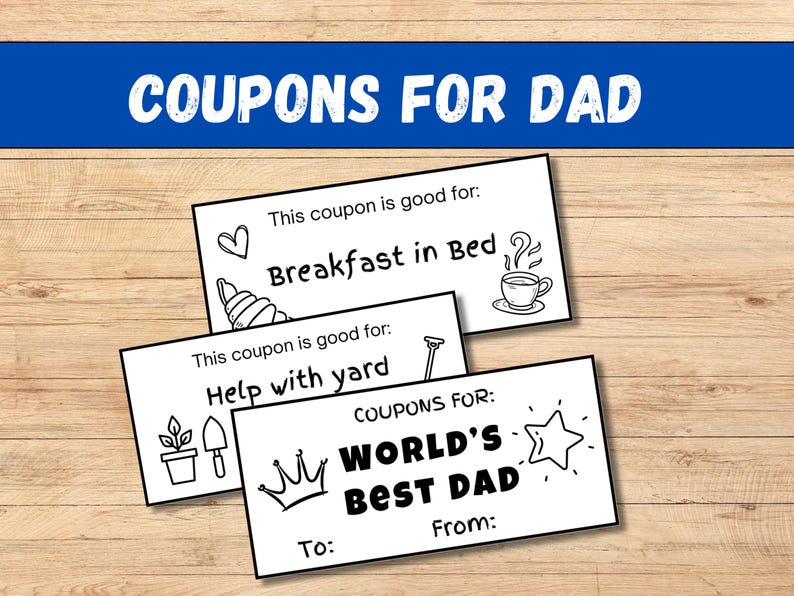 Printable Father’s Day Coupon Book for Dad From Kids – Instant Download ...