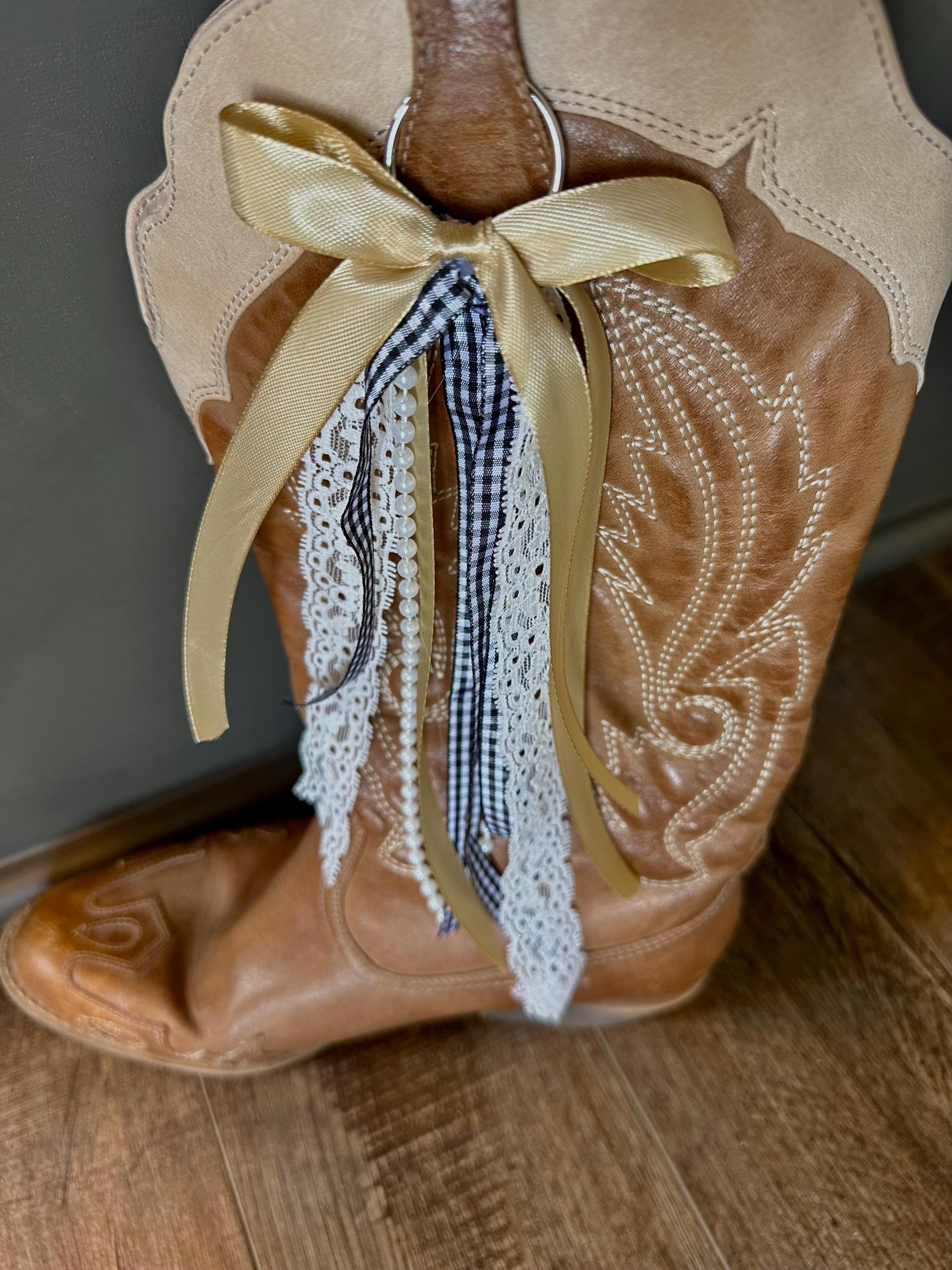Boot Ribbon Accessory Gold and Black With Pearls Purdue Colors! - Etsy