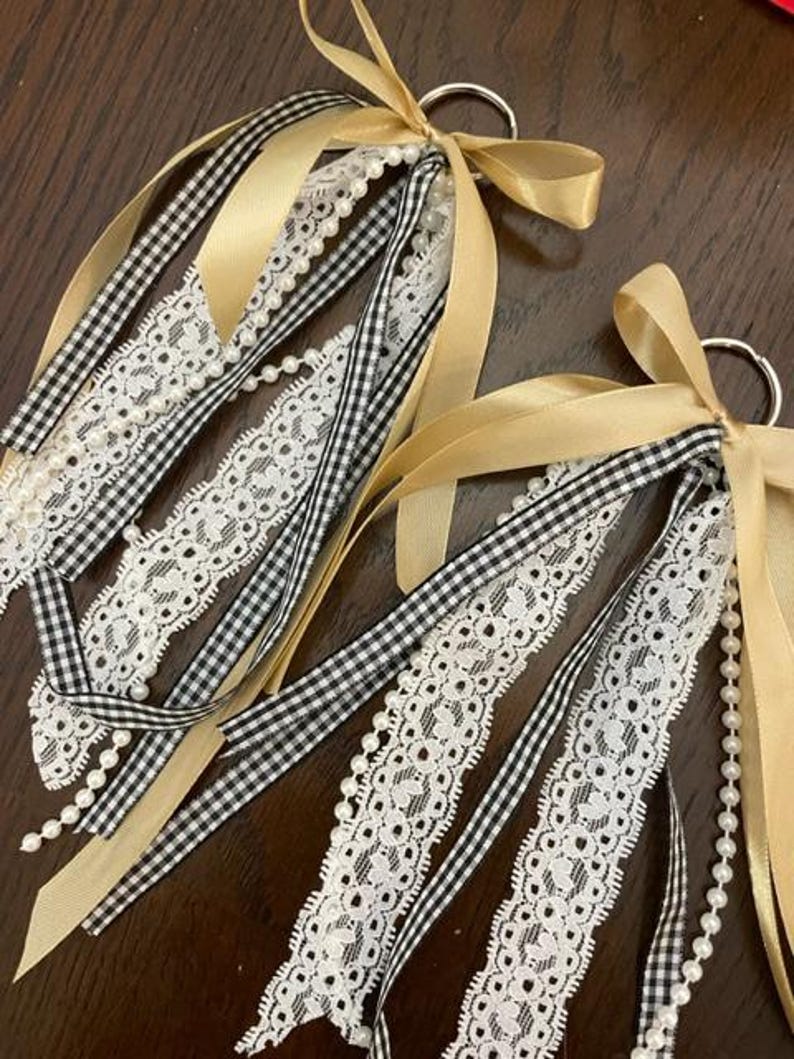 Boot Ribbon Accessory Gold and Black With Pearls Purdue Colors! - Etsy