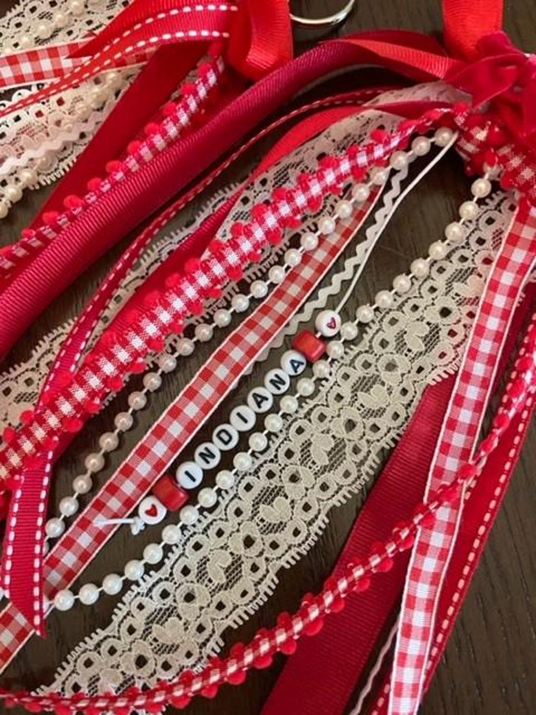 Boot Ribbon Accessory Red and White. Indiana University Colors! - Etsy