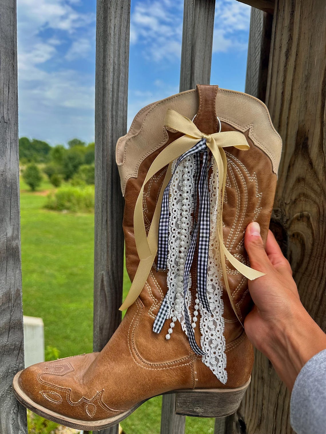 Boot Ribbon Accessory Gold and Black With Pearls Purdue Colors! - Etsy