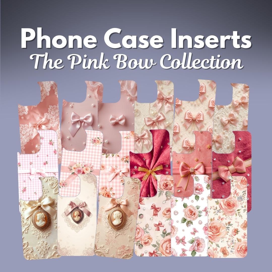 The Pink Bow Phone Case Inserts: Coquette Decor for iPhone Clear Cases ...