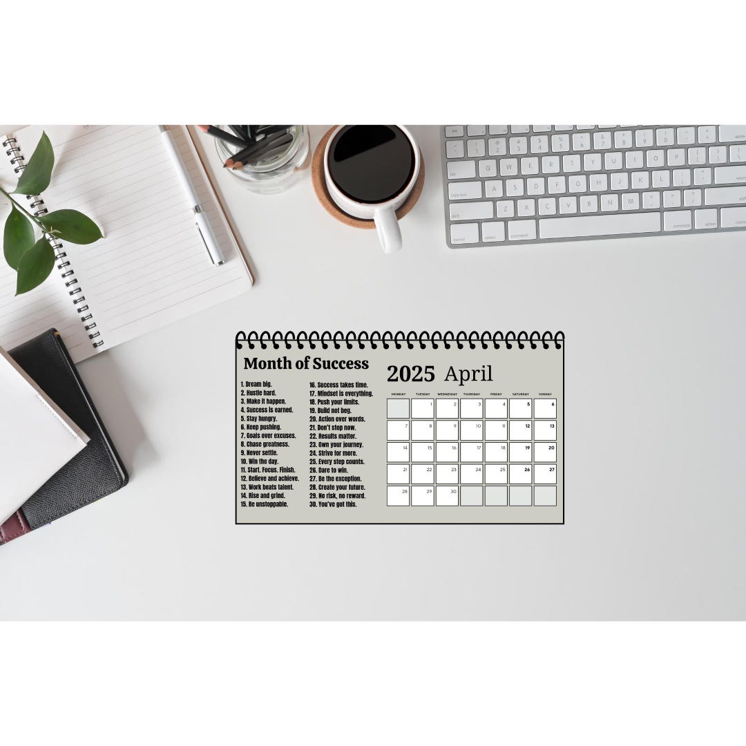 2025 Motivational Calender | Printable Yearly Planner | Daily Quotes ...