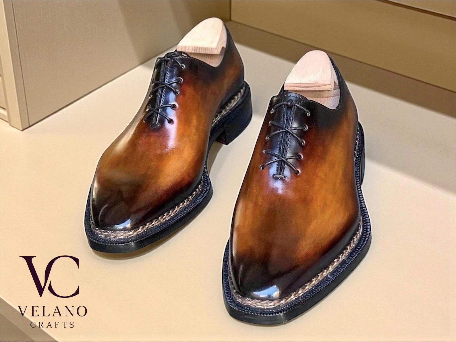 Handmade Hand Painted Patina Leather Oxford Shoes: Men's Classic Dress ...