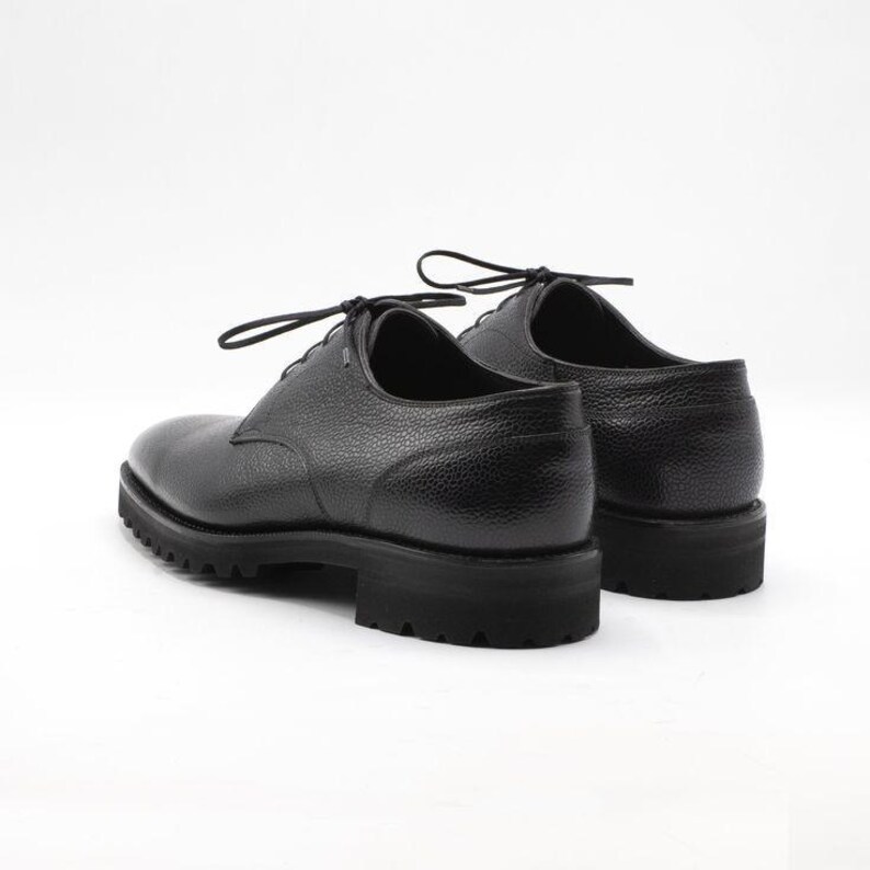 Handmade Full-grain Leather Derby Shoes: Black Oxford Style - Etsy