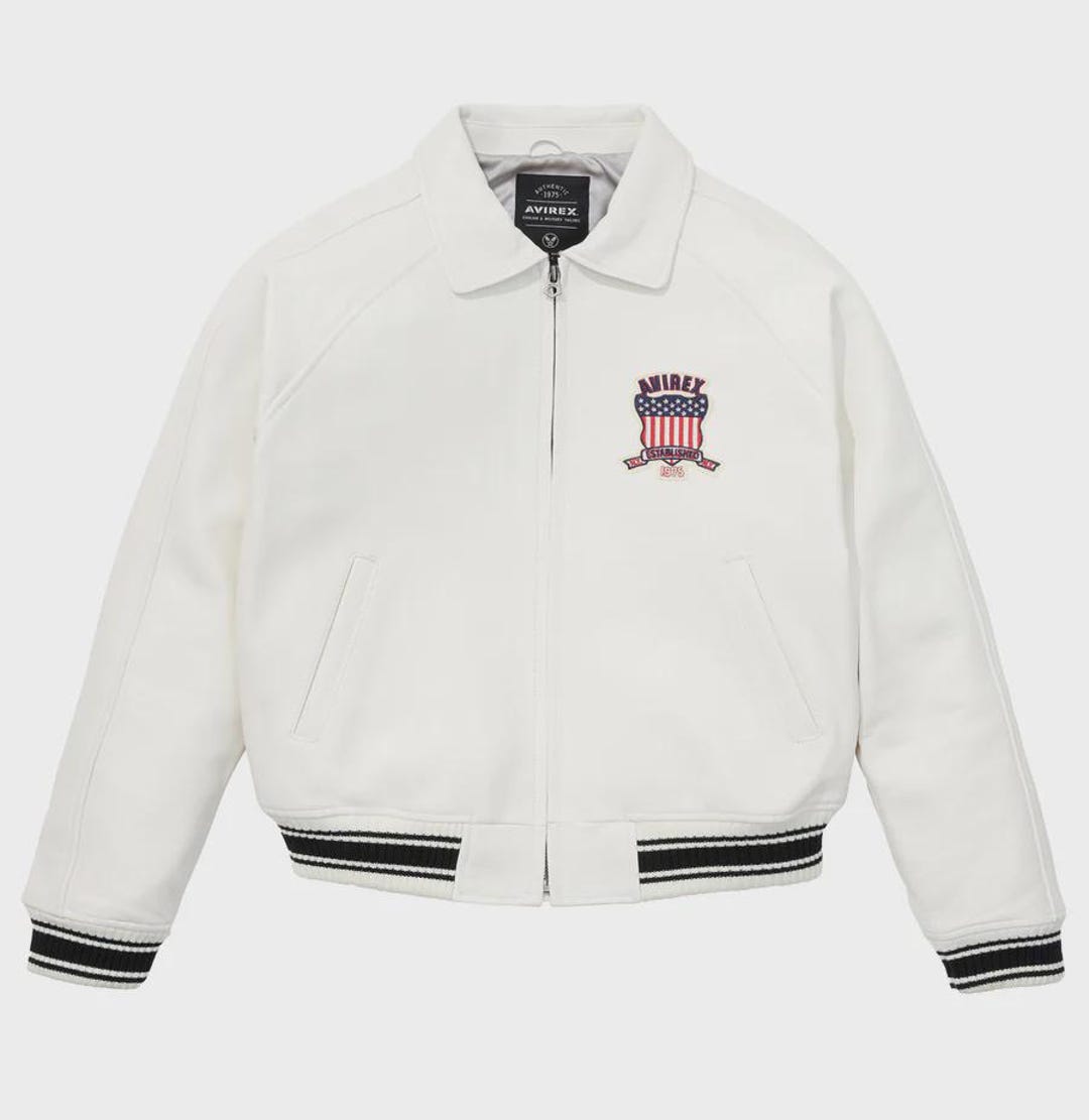 Avirex Men's White ICON JACKET Leather Bomber Jacket | Classic Style ...