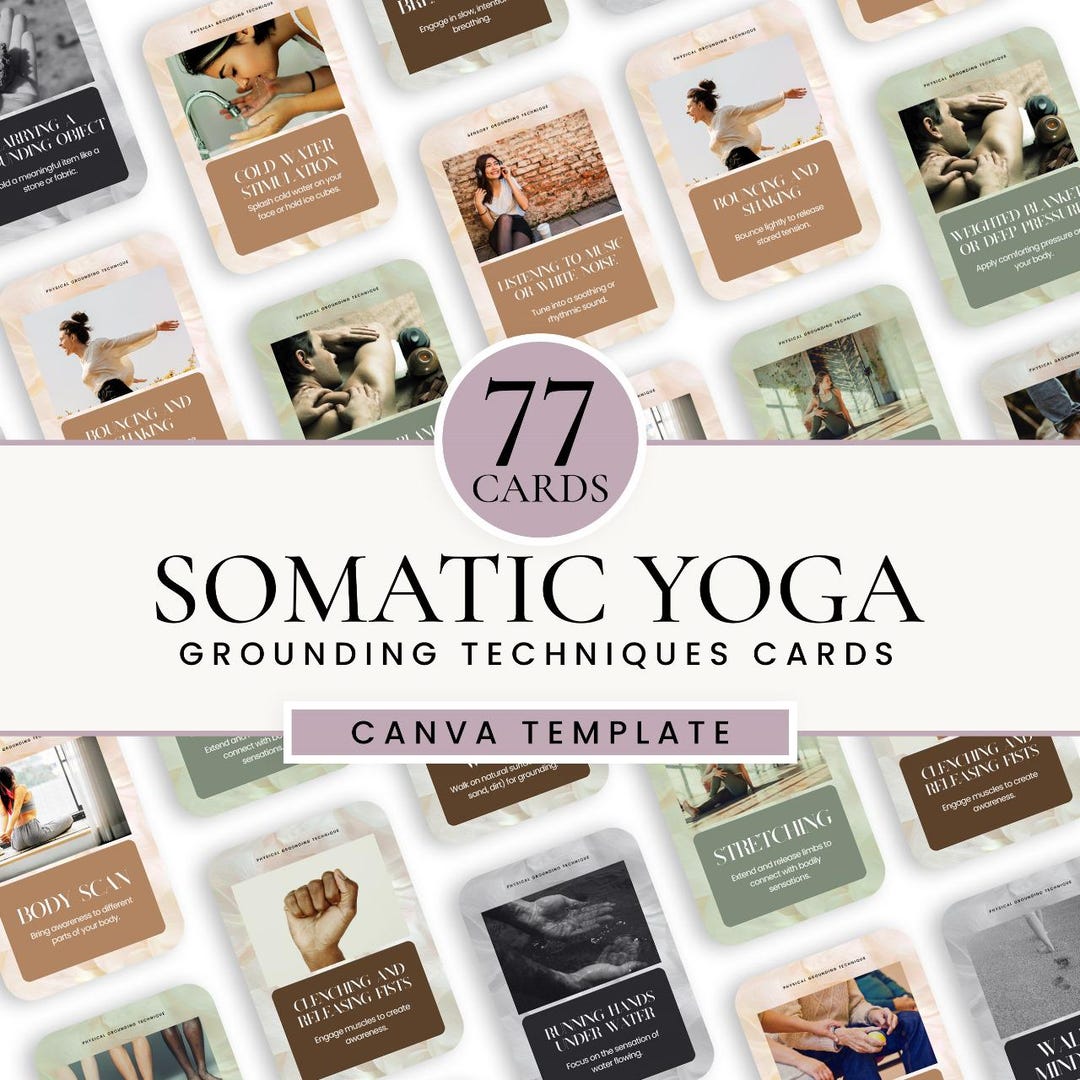 Somatic Therapy Grounding Cards Canva Template | 77 Editable Techniques ...