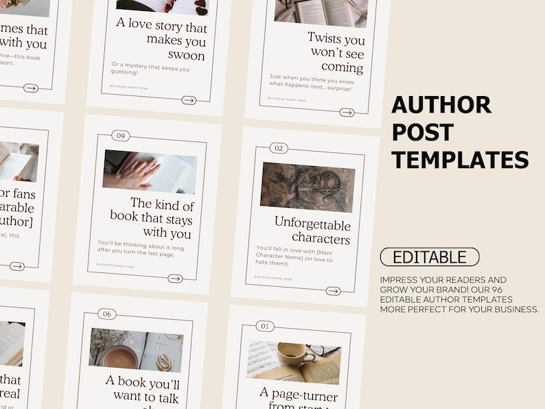 Author Social Media Canva Templates, Editable Instagram Facebook ...