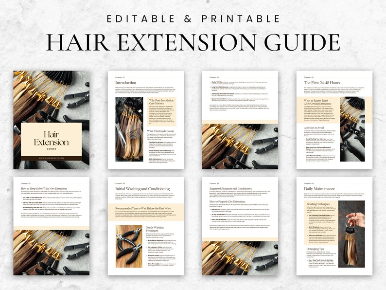 Hair Extension Care Guide Template | Printable Manual, Styling ...