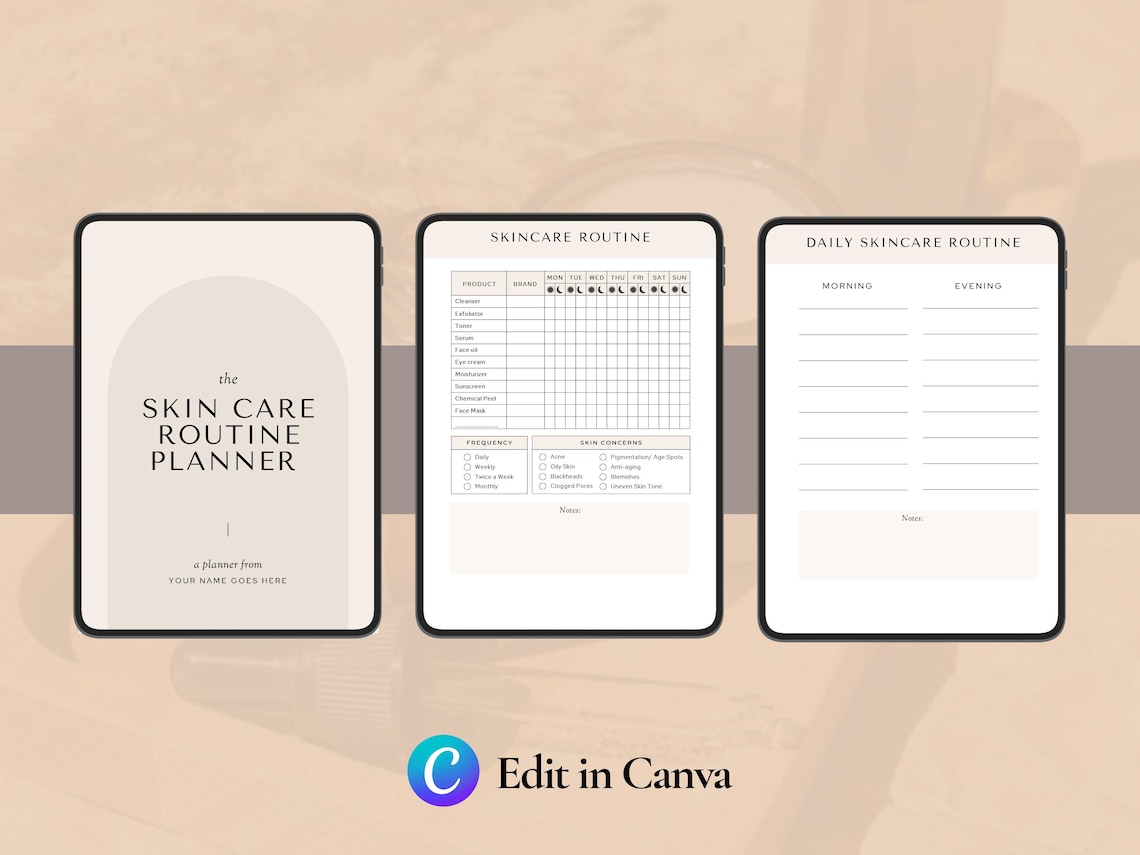 Achieve Glowing Skin Planner | Skincare Routine Tracker | Beauty ...